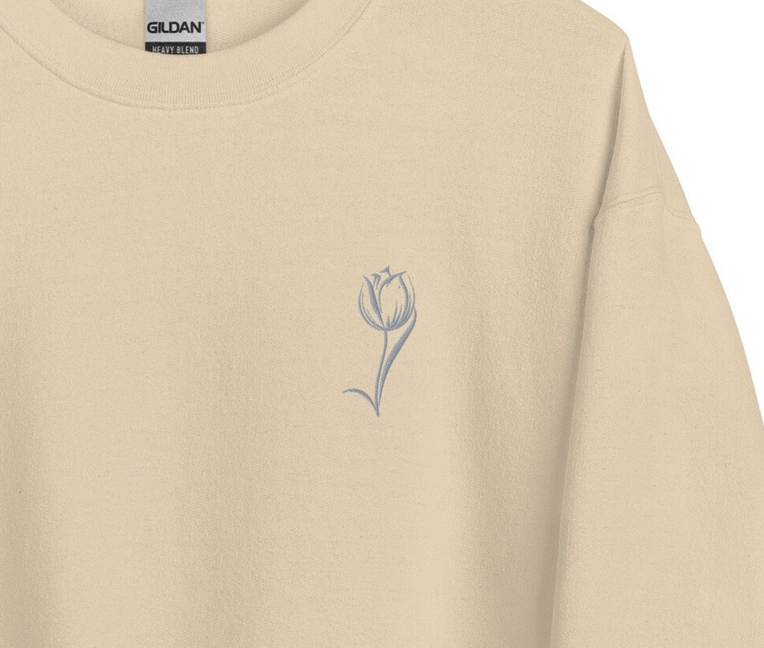 Embroidered Tulip Sweatshirt, Flowers Shirt, Tulip Flower Sweater ...