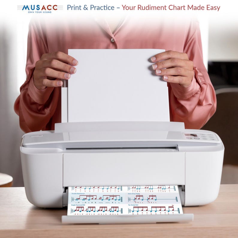 Drum Rudiments Chart | Beginner Drum Keykord Printable | Learn Drumming ...