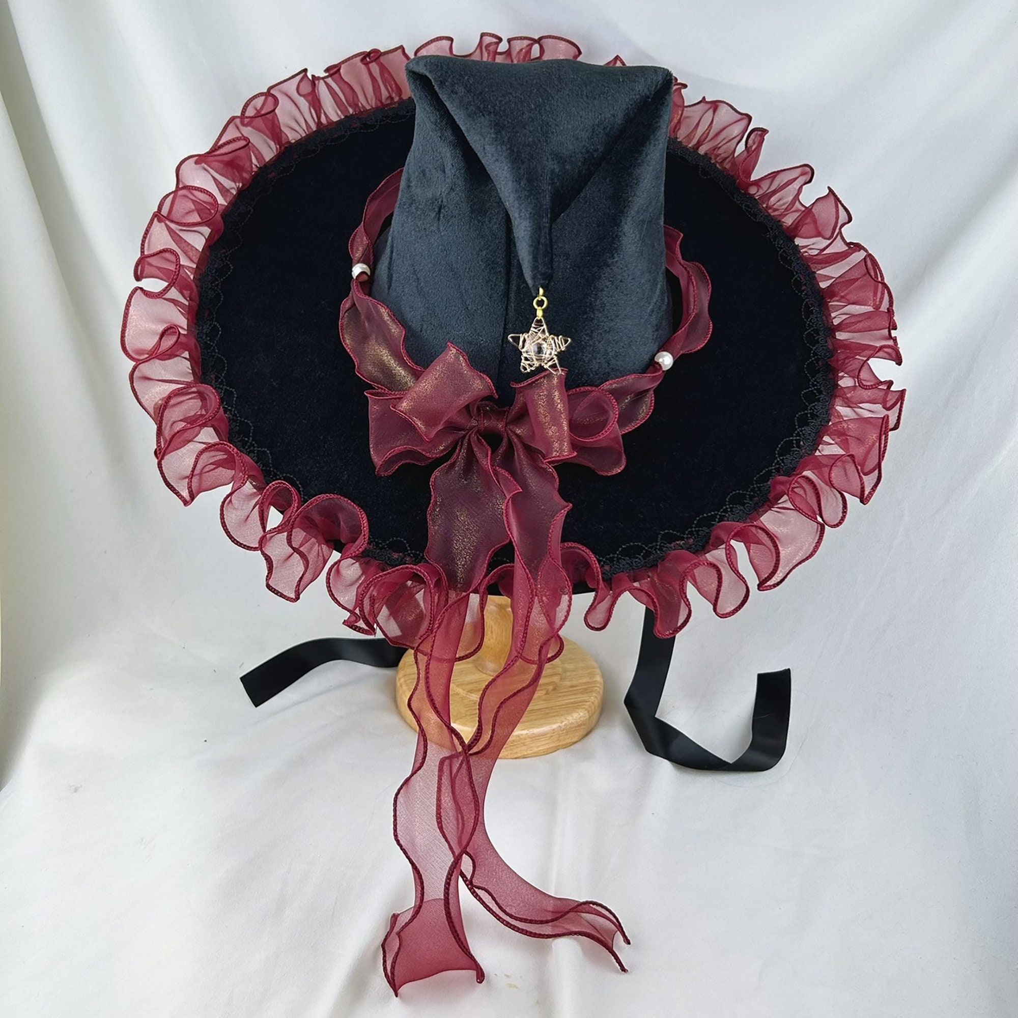 Halloween Witch Hat Costume Black Hat Cosplay Party Gothic Magic ...