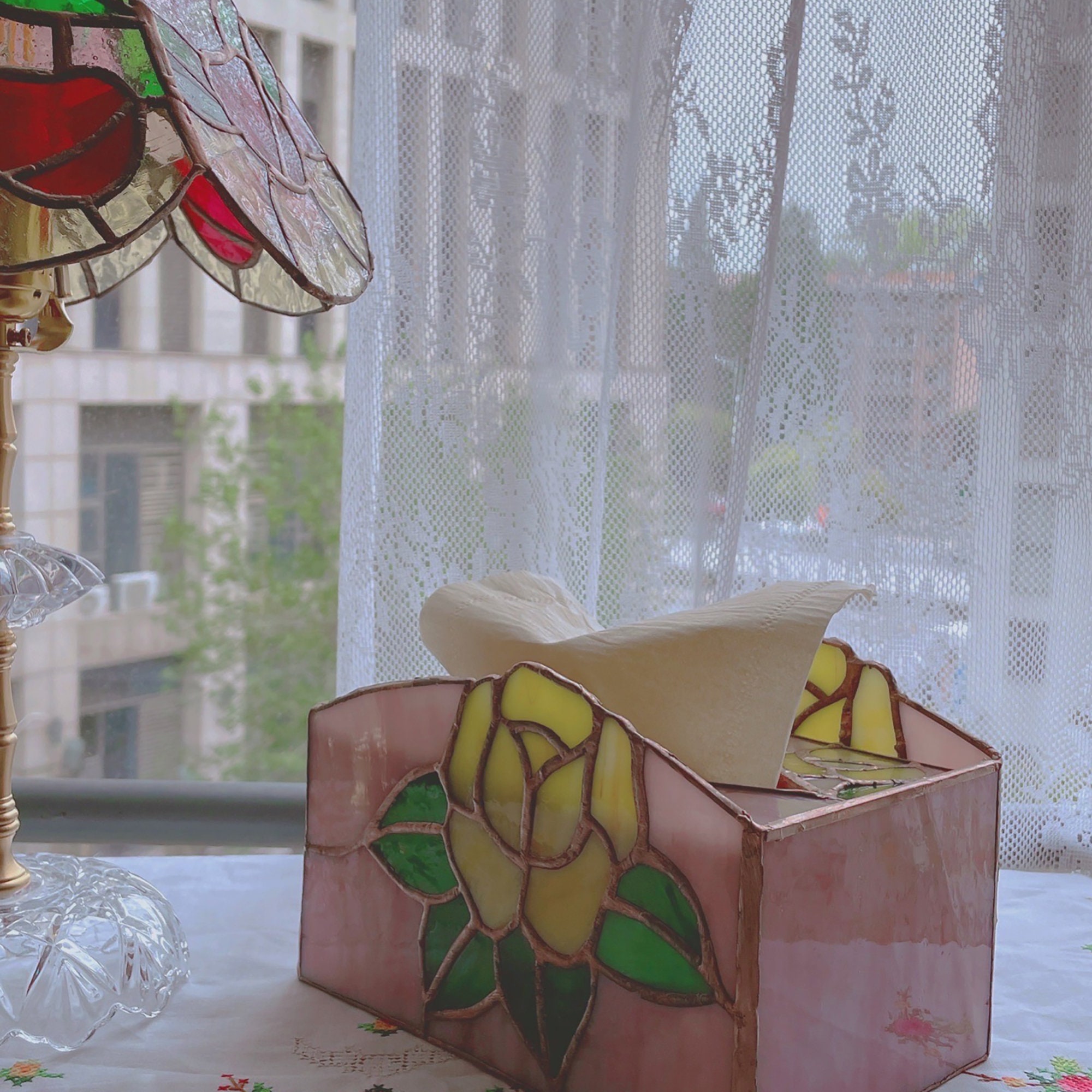 Art Glass Tissue Box Rectangle Tissue Box Holder Vintage Tissue Box ...