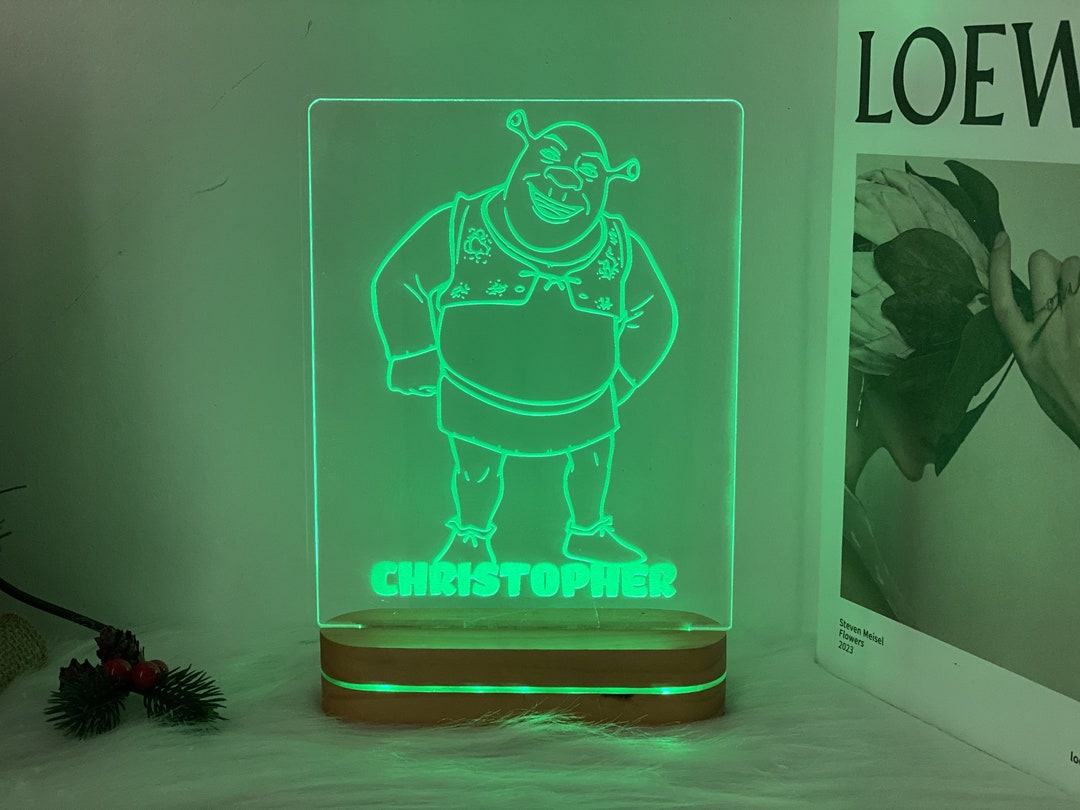 Personalized Shrek Night Light Wood Base Shrek Led Light - Etsy