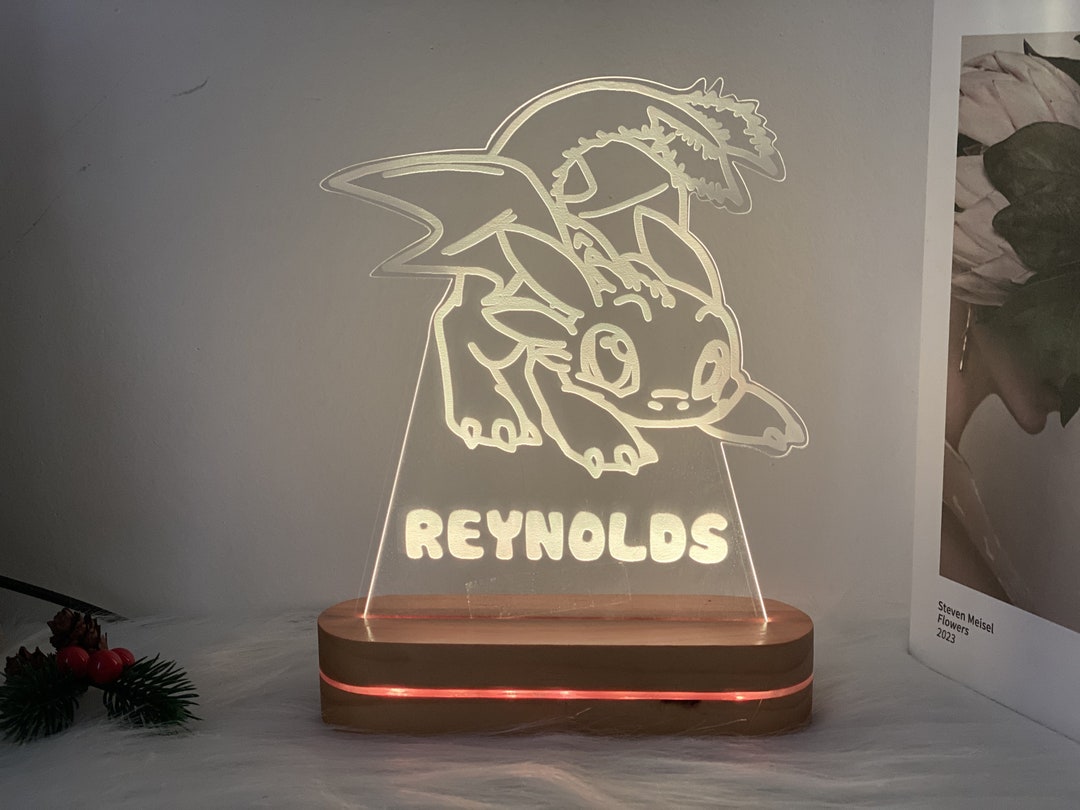 Personalized Toothless Night Light Wood Base Toothless Led - Etsy