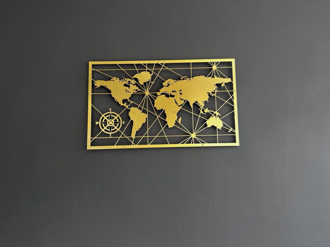 Metal World Map - World Map Wall Art, Metal Wall Art, Housewarming Gift ...