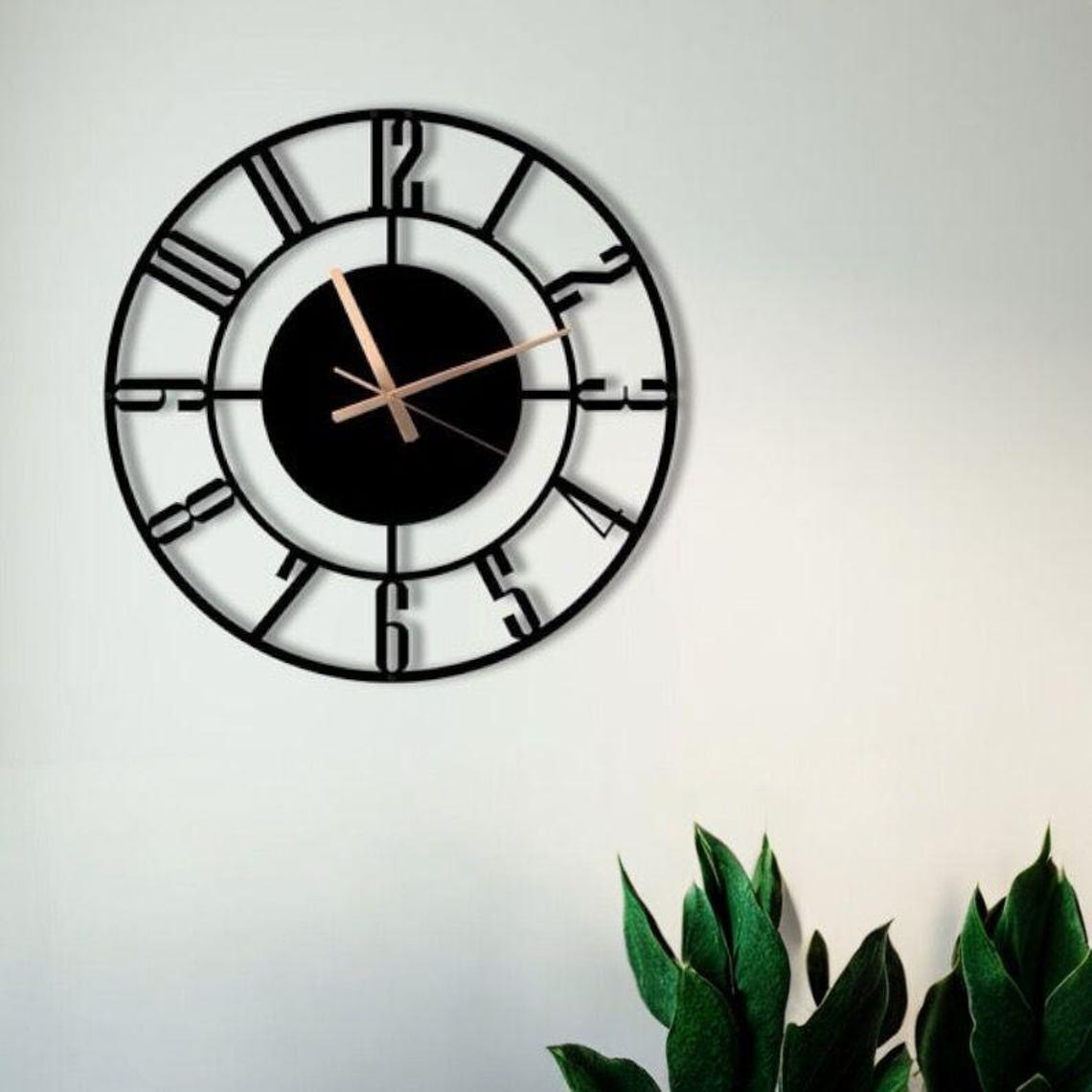 Modern Metal Wall Clock With Latin Numerals, Dining Room Wall Art,extra ...