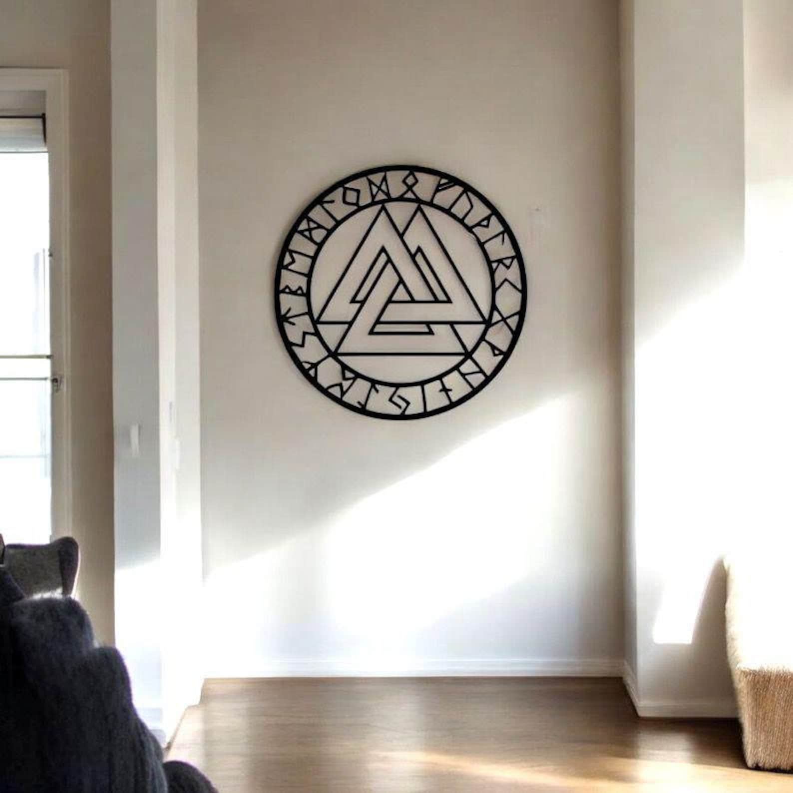 Valknut Viking Metal Wall Art, Viking Vegvisir Wall Decor, Valknut ...