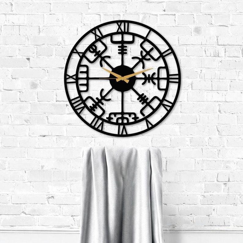 Modern Metal Wall Clock With Latin Numerals, Dining Room Wall Art,extra ...