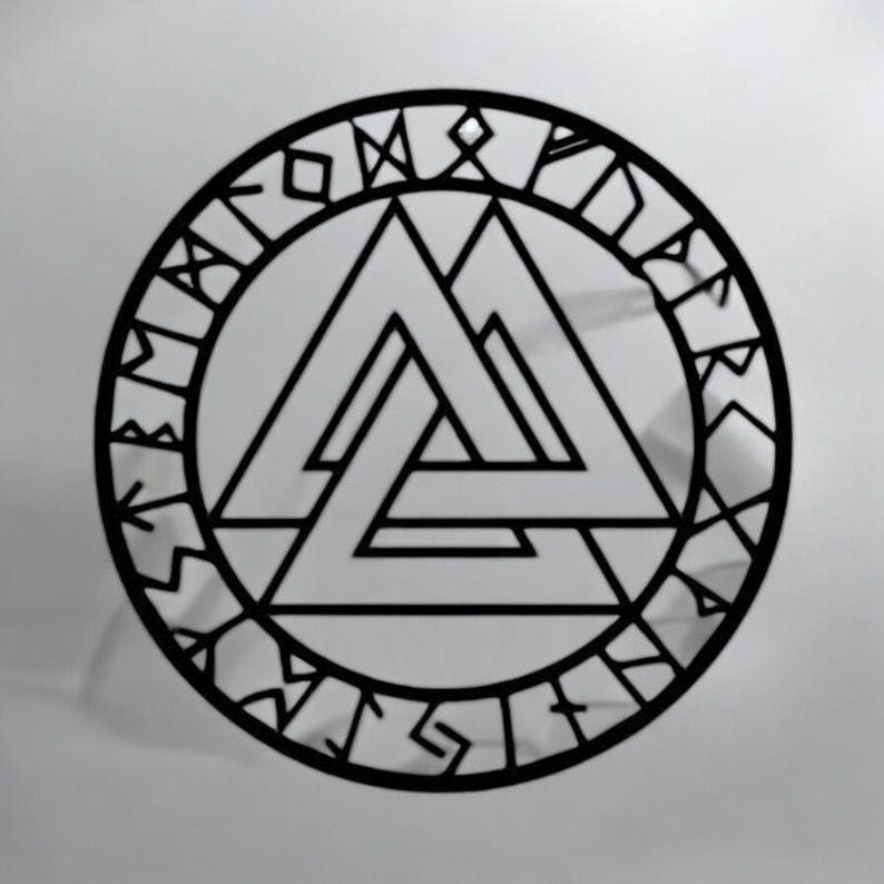Valknut Viking Metal Wall Art, Viking Vegvisir Wall Decor, Valknut ...