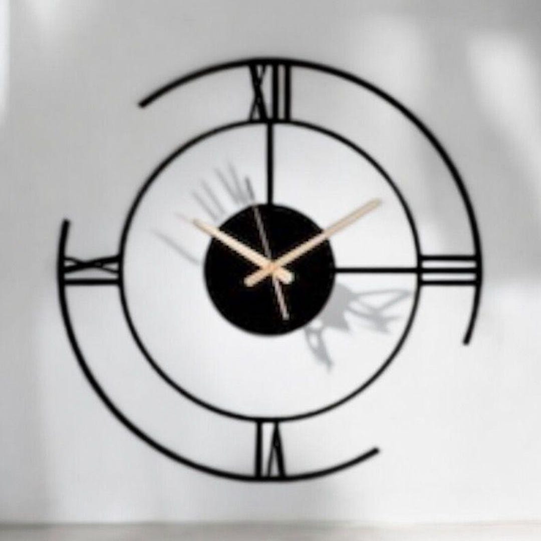 Modern Metal Wall Clock With Latin Numerals, Dining Room Wall Art,extra ...
