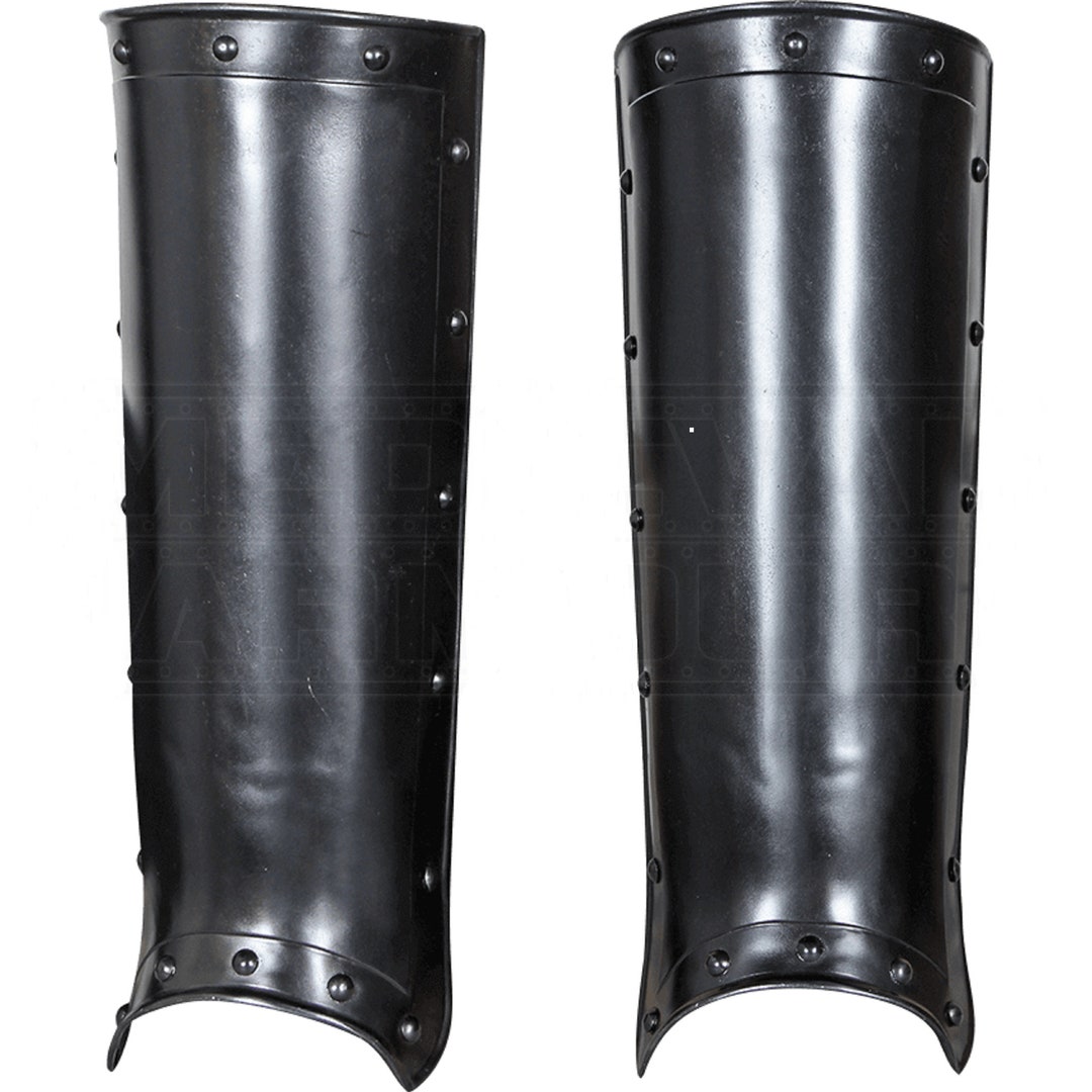 Blackened Gustav Greaves Medieval Leg Guard LARP Reenactment - Etsy