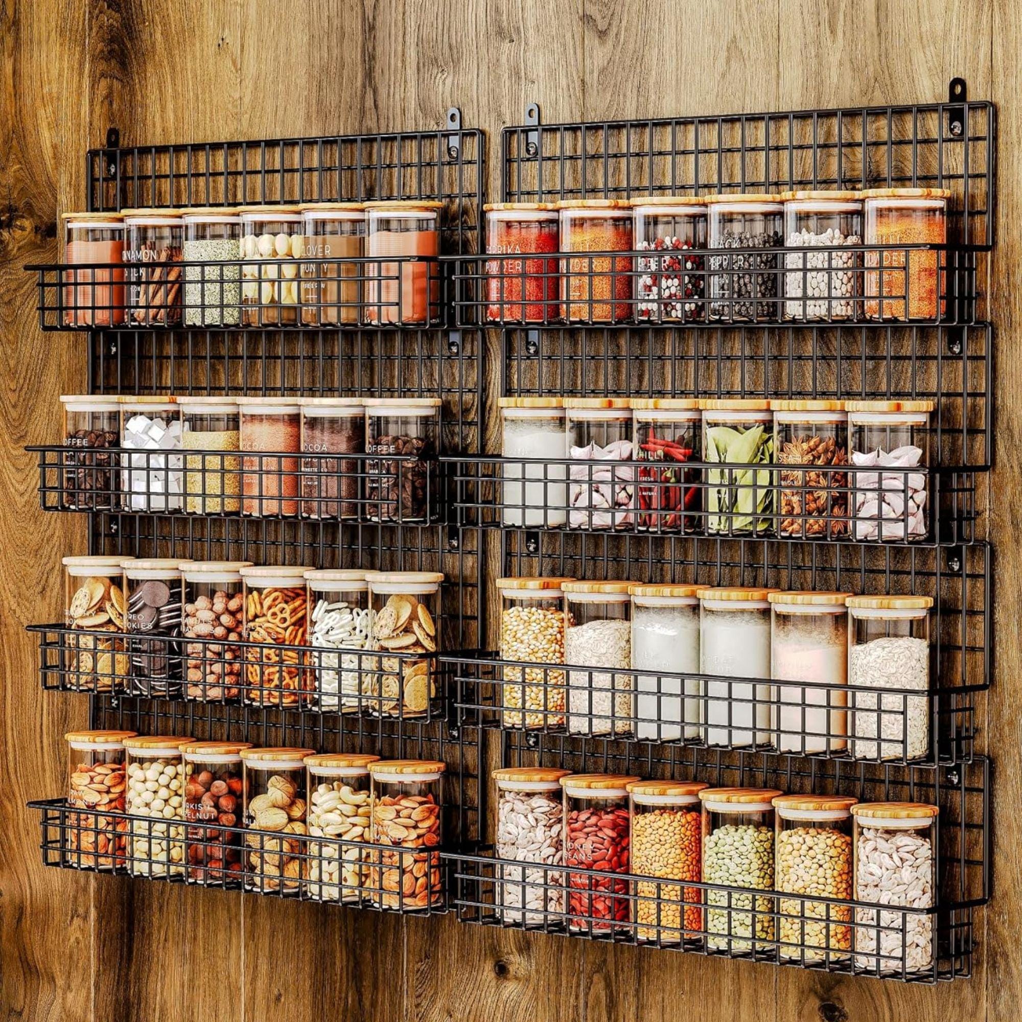 Spice Rack Wall Mounted 4 Pieces Metal Spice Rack Hanging Spice Rack ...