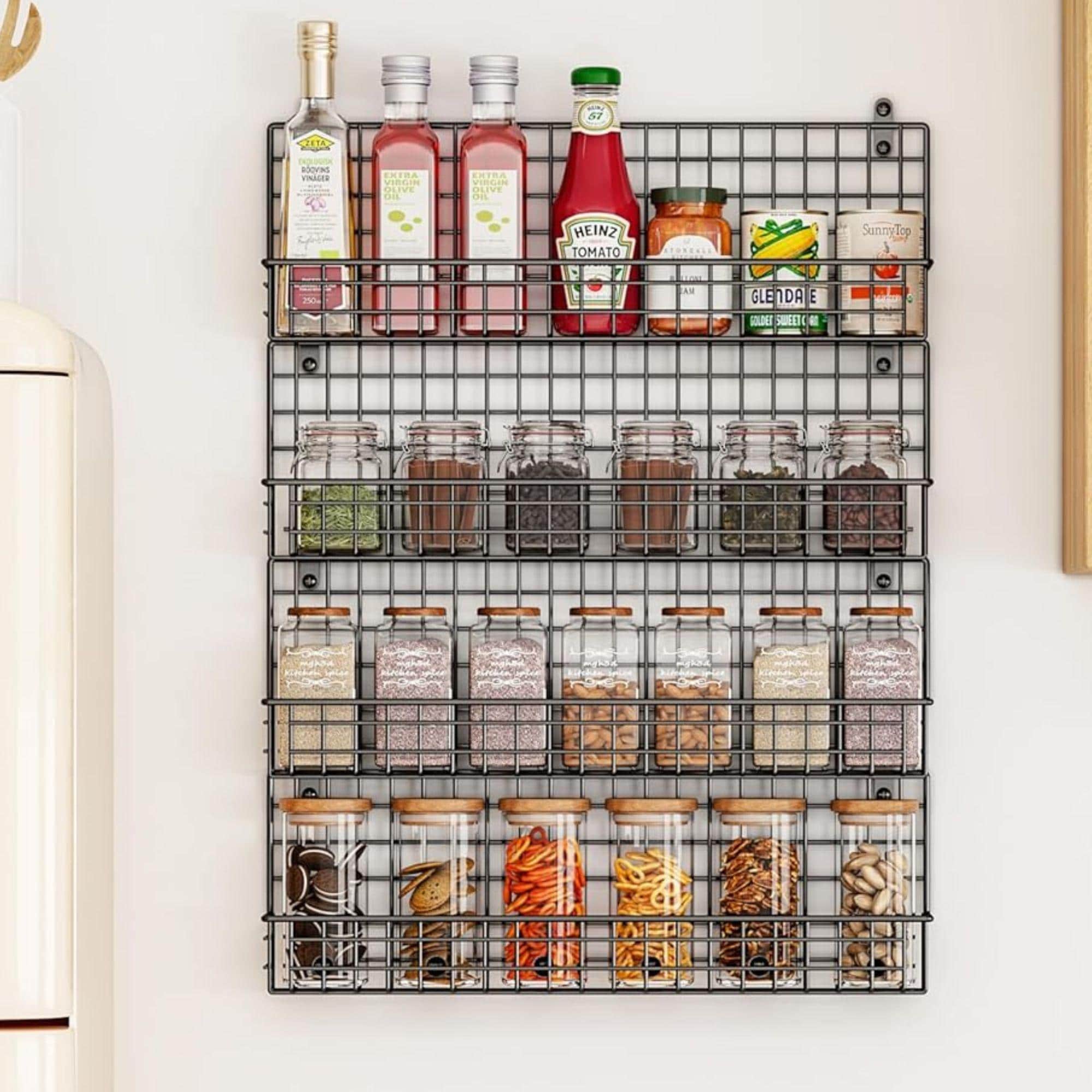 Spice Rack Wall Mounted 4 Pieces Metal Spice Rack Hanging Spice Rack ...