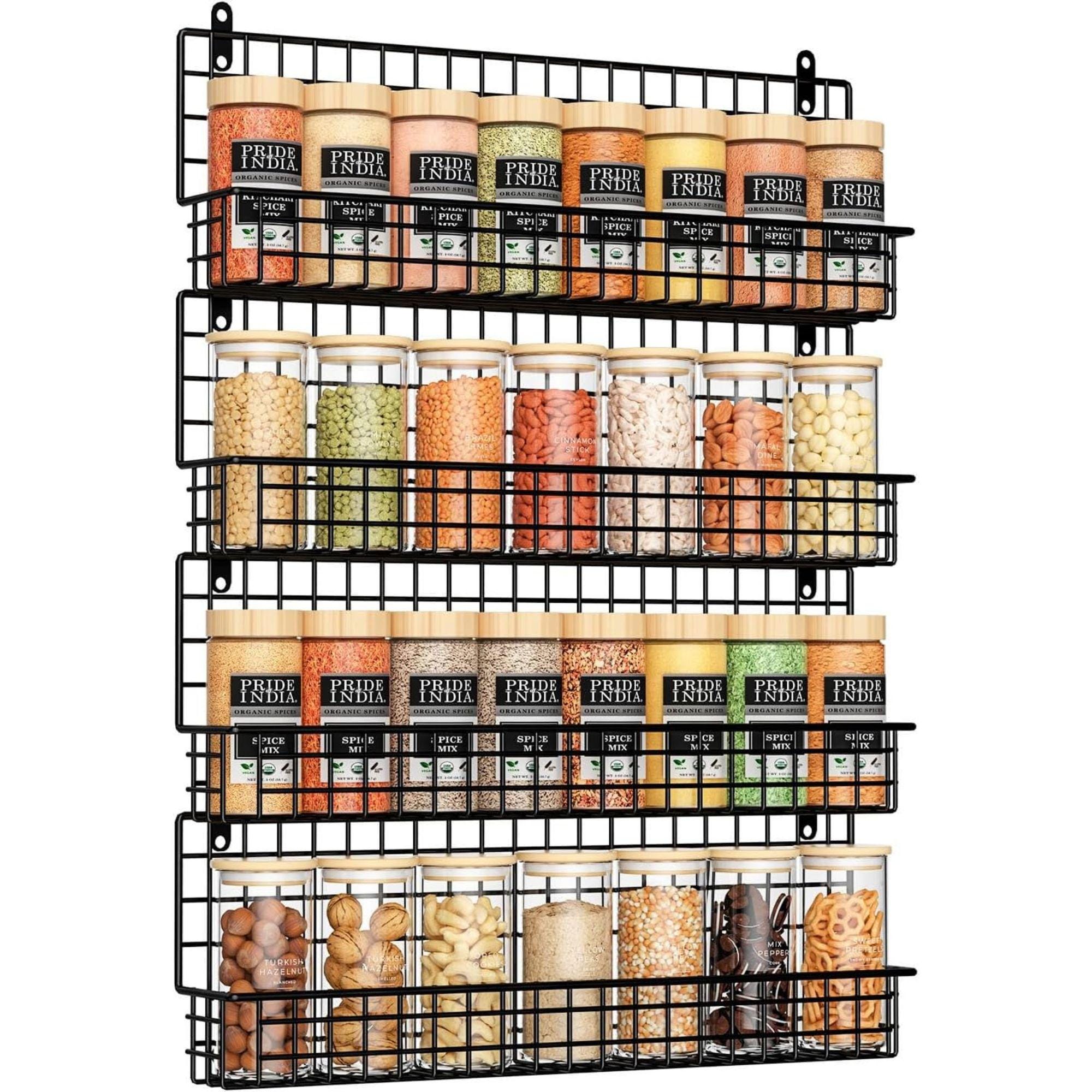 Spice Rack Wall Mounted 4 Pieces Metal Spice Rack Hanging Spice Rack ...