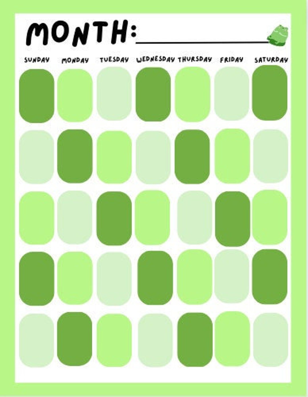 Cute Frog Digital Calendar and Planner - Etsy