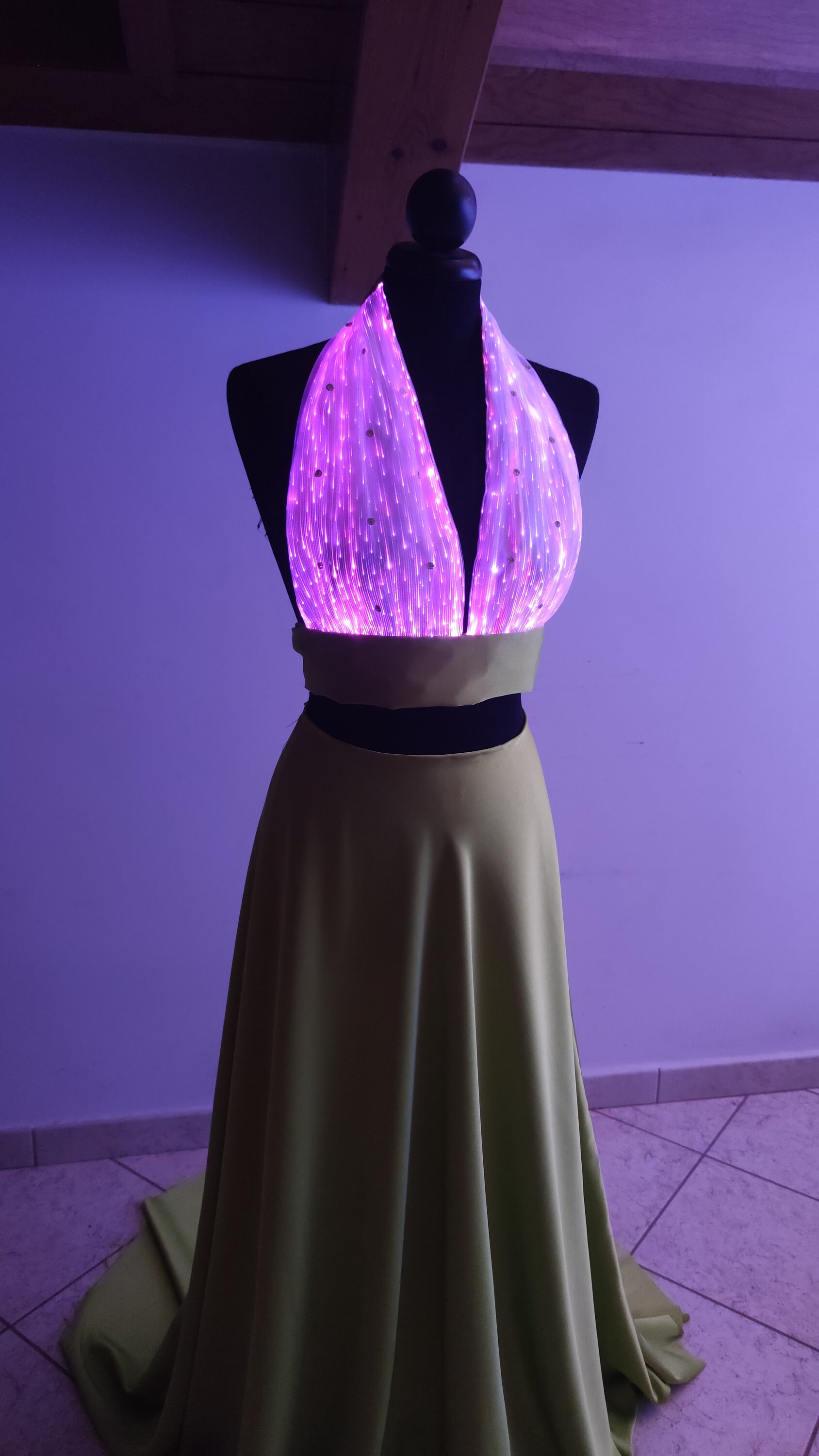 Long Maxi Dress W/ LED Light-up Fiber Optic Top Sewn & Embroidered by ...