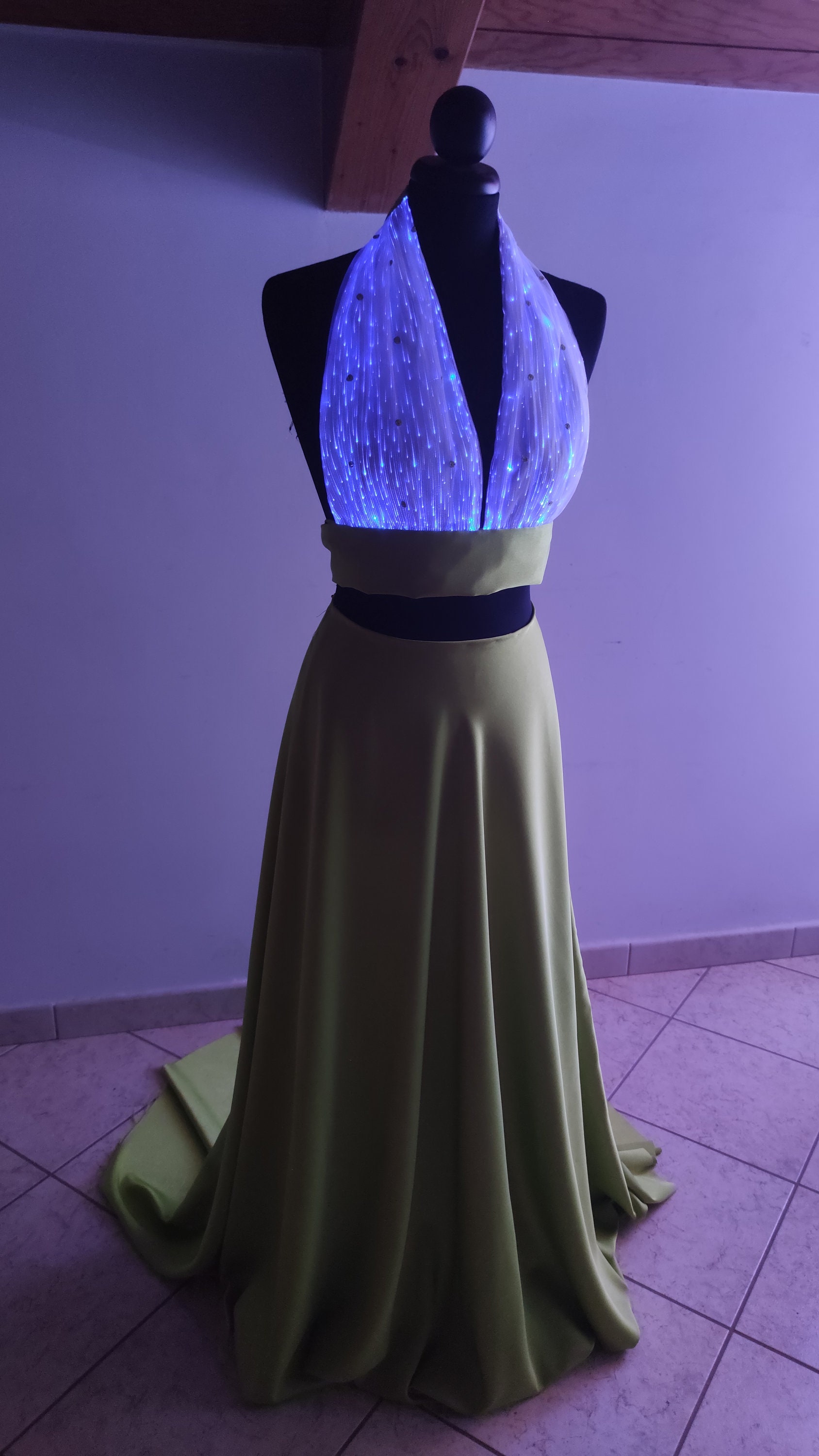 Long Maxi Dress W/ LED Light-up Fiber Optic Top Sewn & Embroidered by ...
