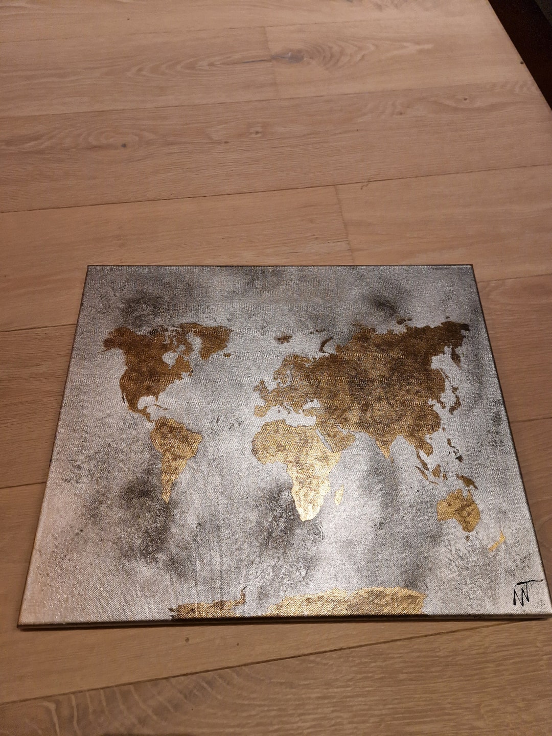 Silver and Gold Handmade World Map - Etsy