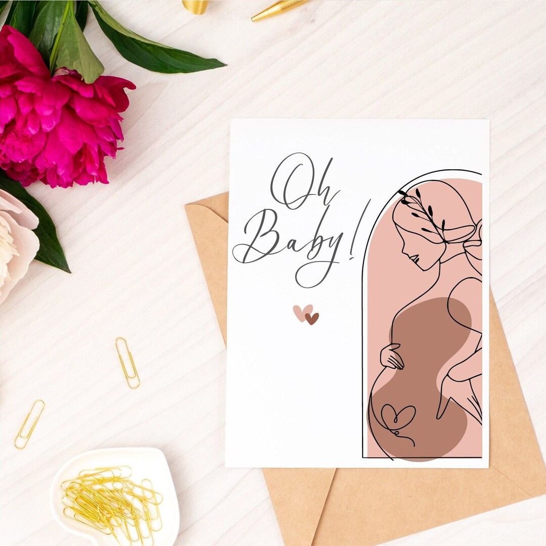 Maternity Digital Printable Card, Pregnant Woman Minimalist Card ...