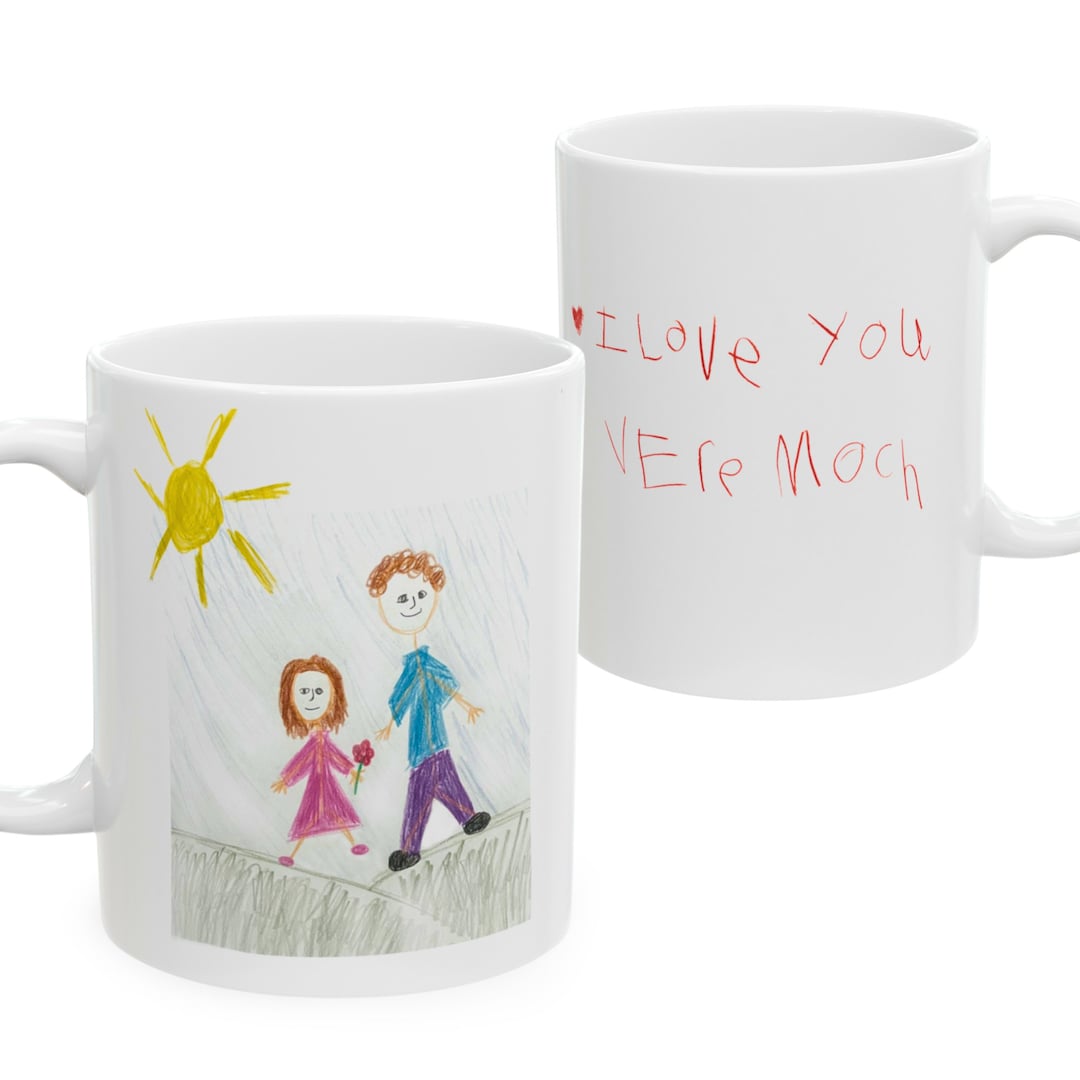 Kids Drawing Keepsake Mug, Custom Children Artwork Fathers Day Gift ...