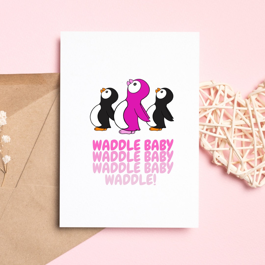 Funny Maternity Printable Card, Pregnant Woman Waddle, Baby Shower, Mom ...