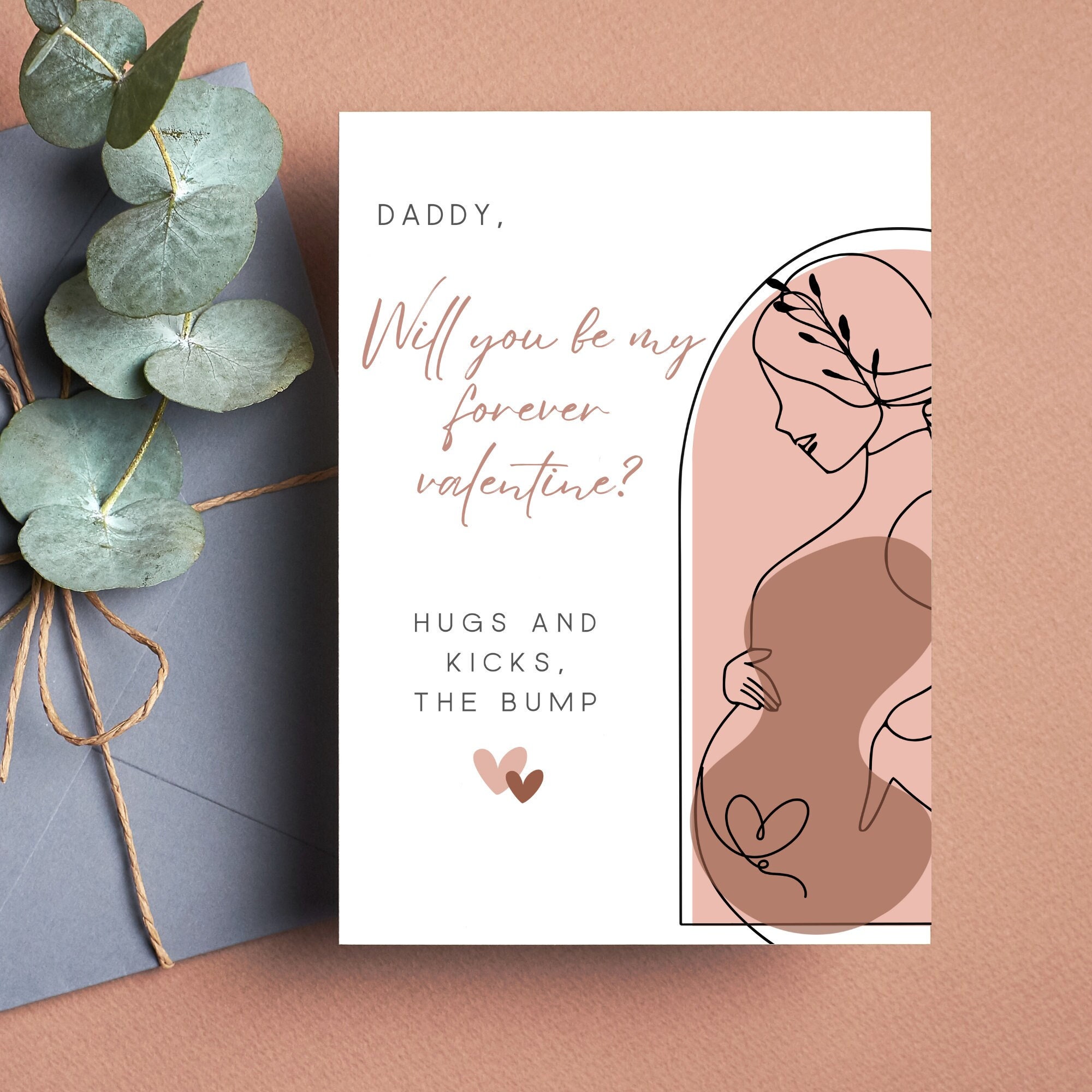 Dad to Be First Valentines Day Printable Card, Card From Baby Bump, New ...