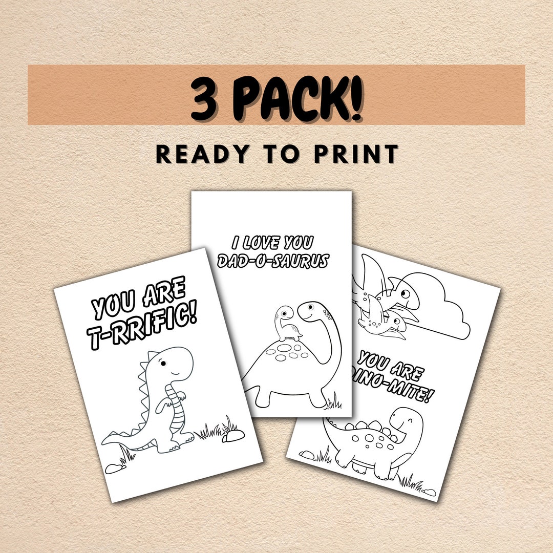 Printable Coloring Cards for Dad Pack of 3, DIY Father's Day Activity ...