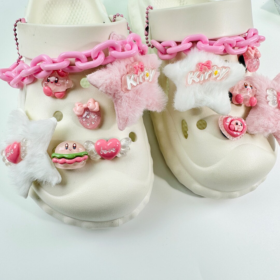 Pink Kirby Shoe Charm Set, Cute Shoe Charm, Croc Charms, Cute Shoe ...