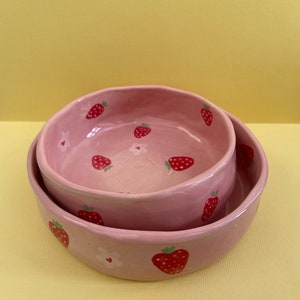 Strawberries and Cream & Blue Cherries Small, Medium, Large Bowl ...