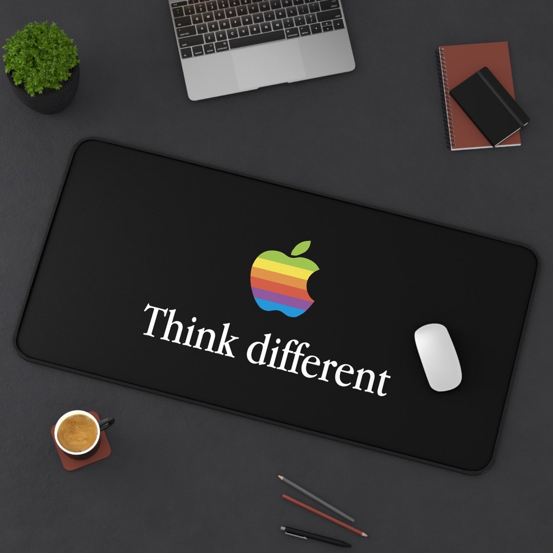 Apple Logo Think Different Desk Mat Black. Apple Desk Mat. Steve Jobs ...