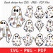 Halloween Flower Ghost Bundle Svg Png, Daisy Ghost Svg&png, Cute Ghost ...