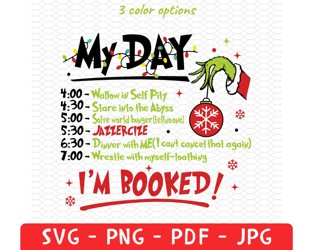 I Am Booked Grinch Hand Svg Layered Item, My Day Clipart, Grinch Vector ...