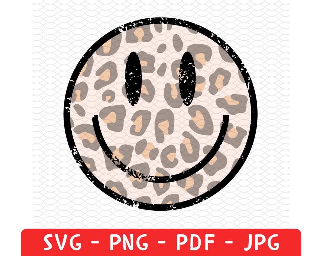 Smile Leopard Shirt Png Svg, Trendy Smile Face Png, Smiley Face Svg ...