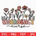 Emergency Nurse Flowers Png, ER Nurse Tshirt Svg, Emergency Room Tech ...