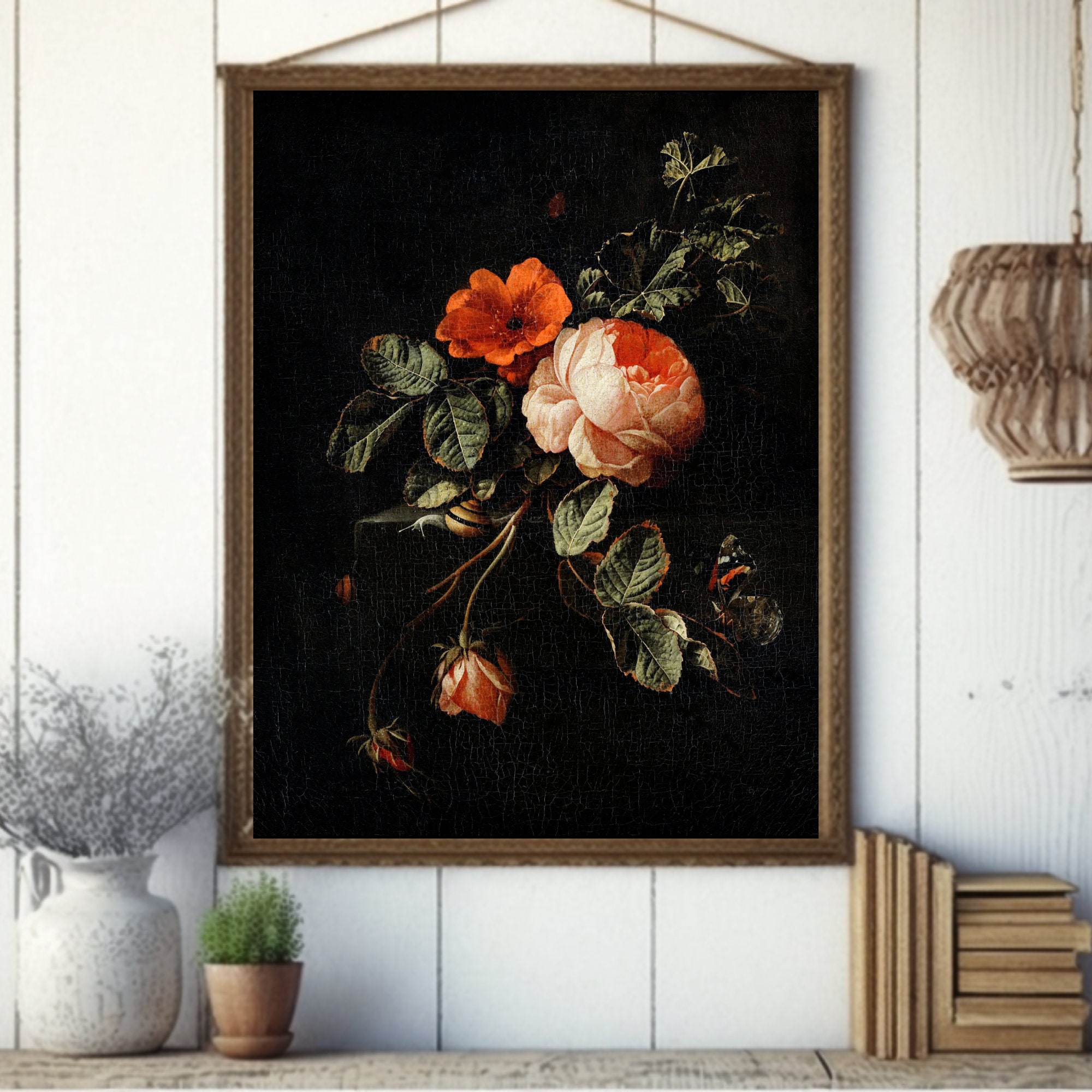 Dark Botanical Print Wall Art Dark Floral Print Dark Academia Decor ...
