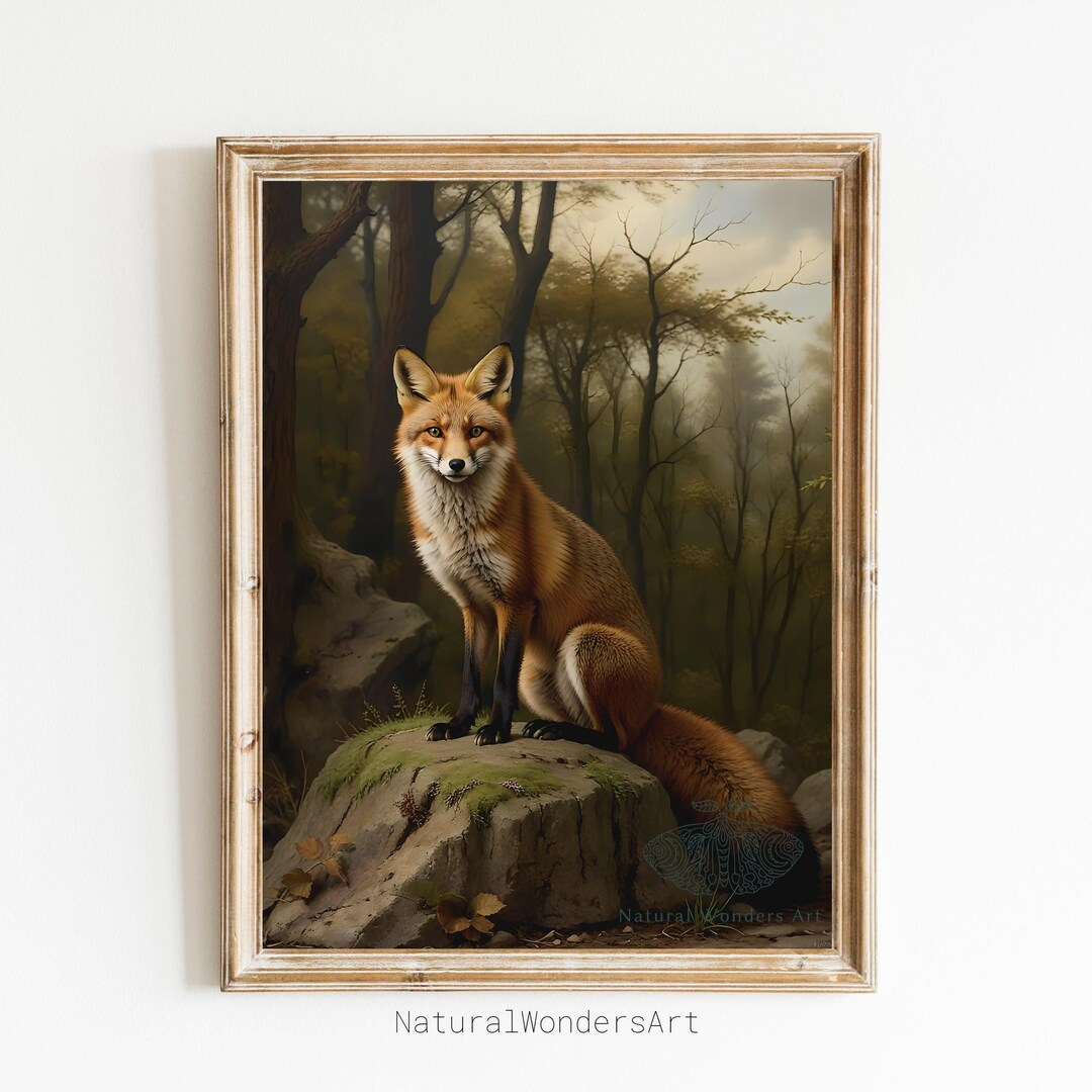 Fox Painting Vintage Art Dark Aesthetic Digital Printable Art Prints ...