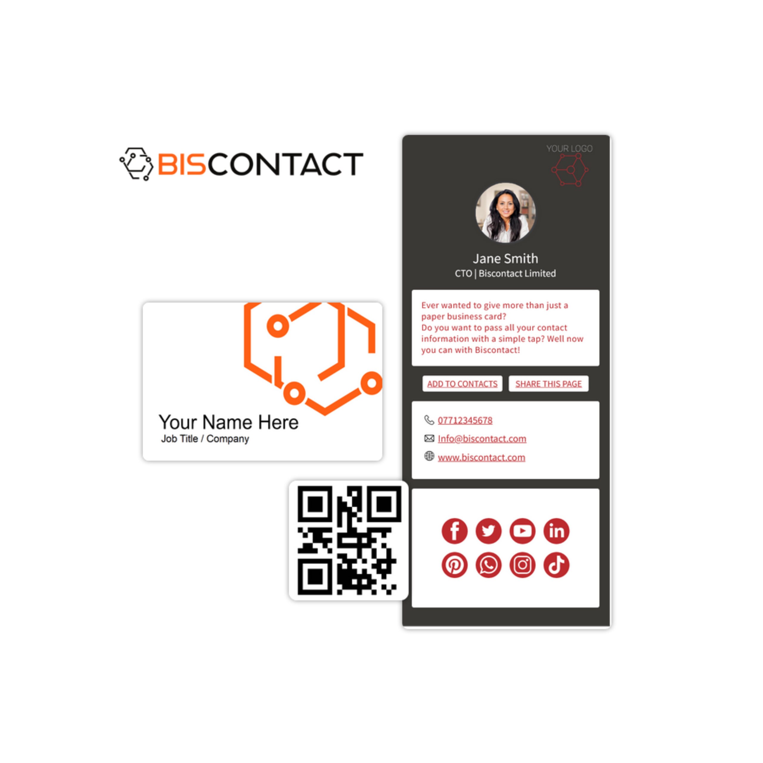 NFC Digital Business Card Personal Contact Page Social Media Links ...