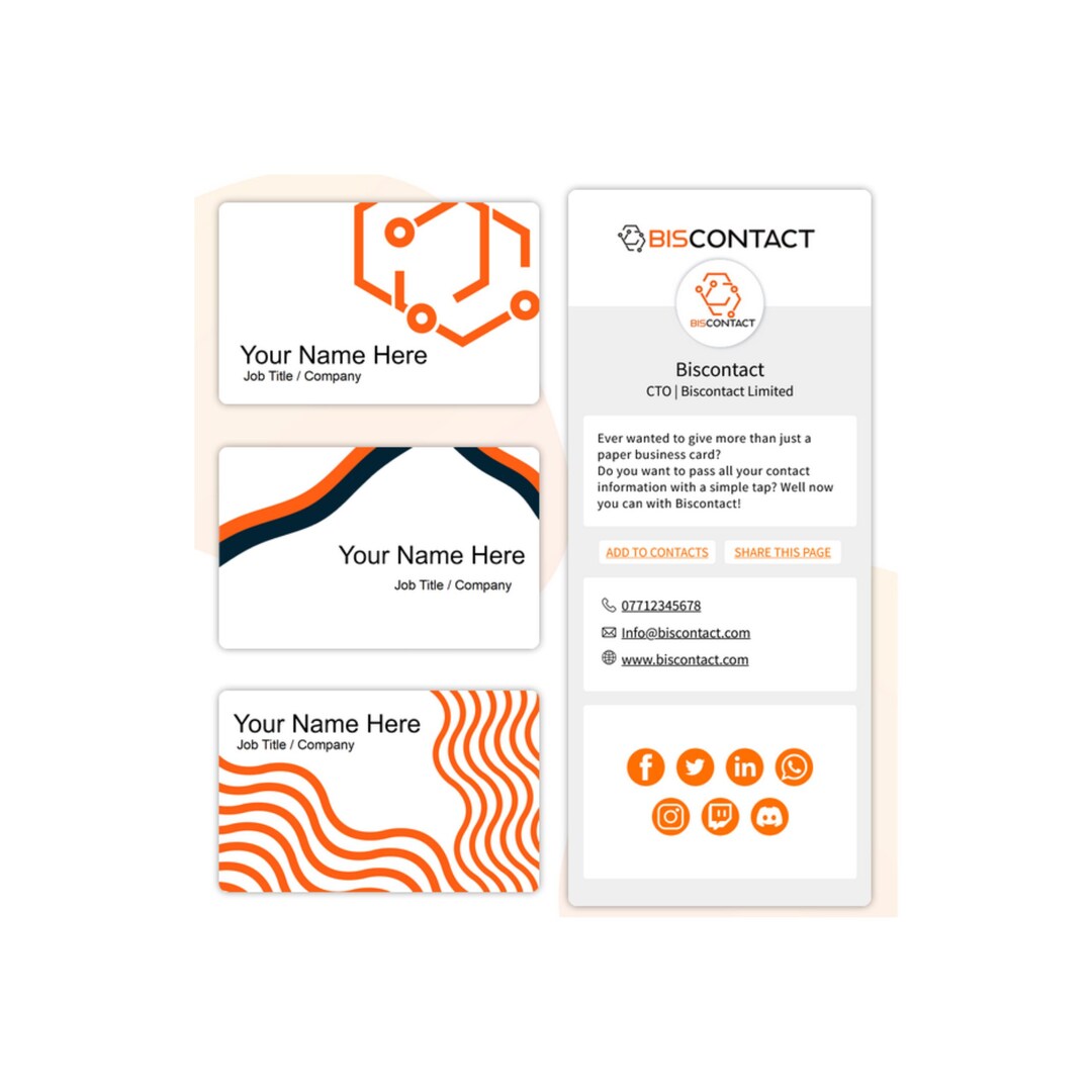 NFC Digital Business Card Personal Contact Page Social Media Links ...