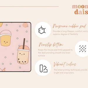 Bubble Milk Tea Desk Mat, Cute Boba Tea Mouse Pad, Dreamy Light Pink ...