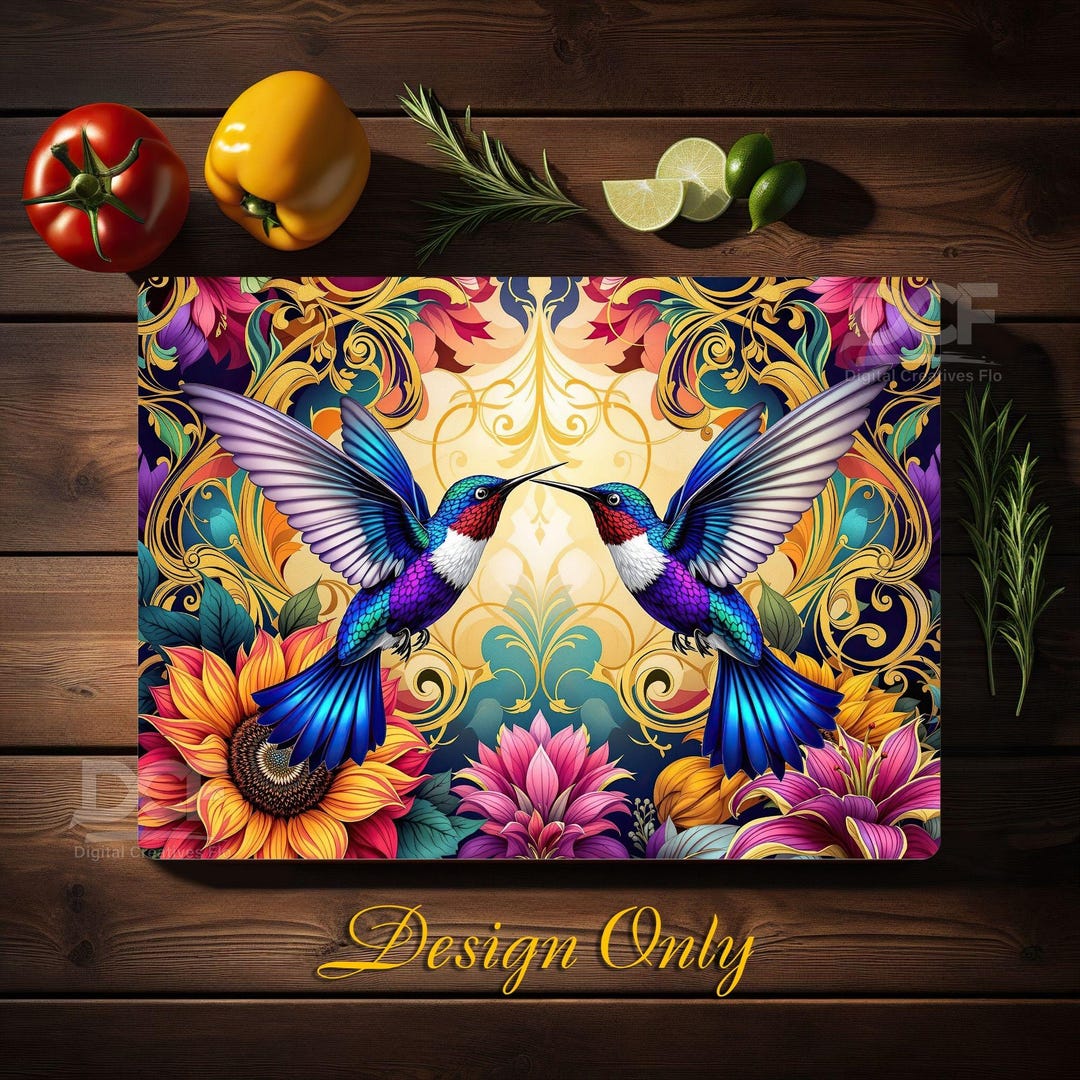Humming Bird Sublimation Designs, Hummingbird Glass Cutting Board ...
