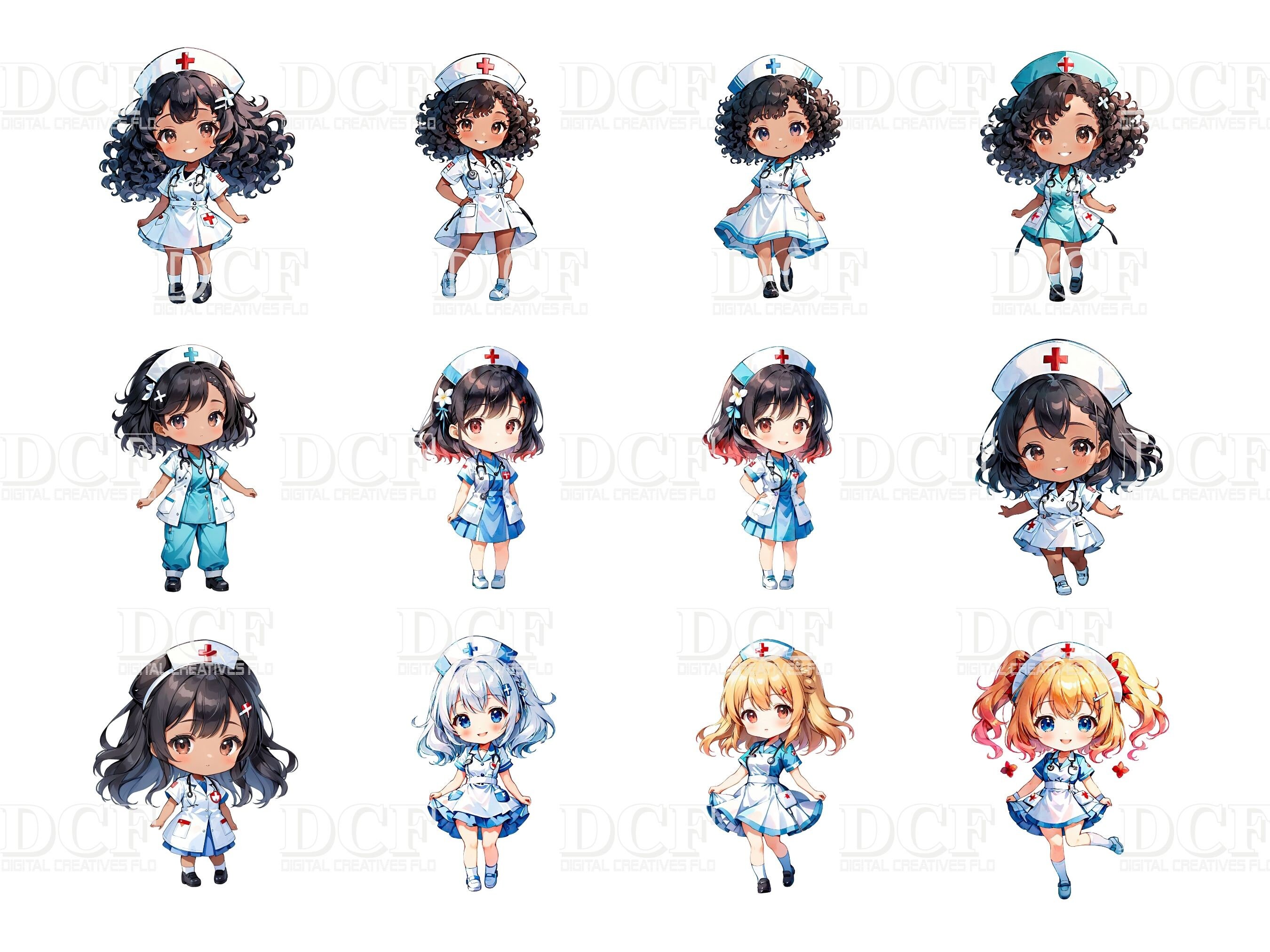 Chibi Nurse Clipart, Set 1, Medical Nurse Clipart PNG, Sisters Clipart ...