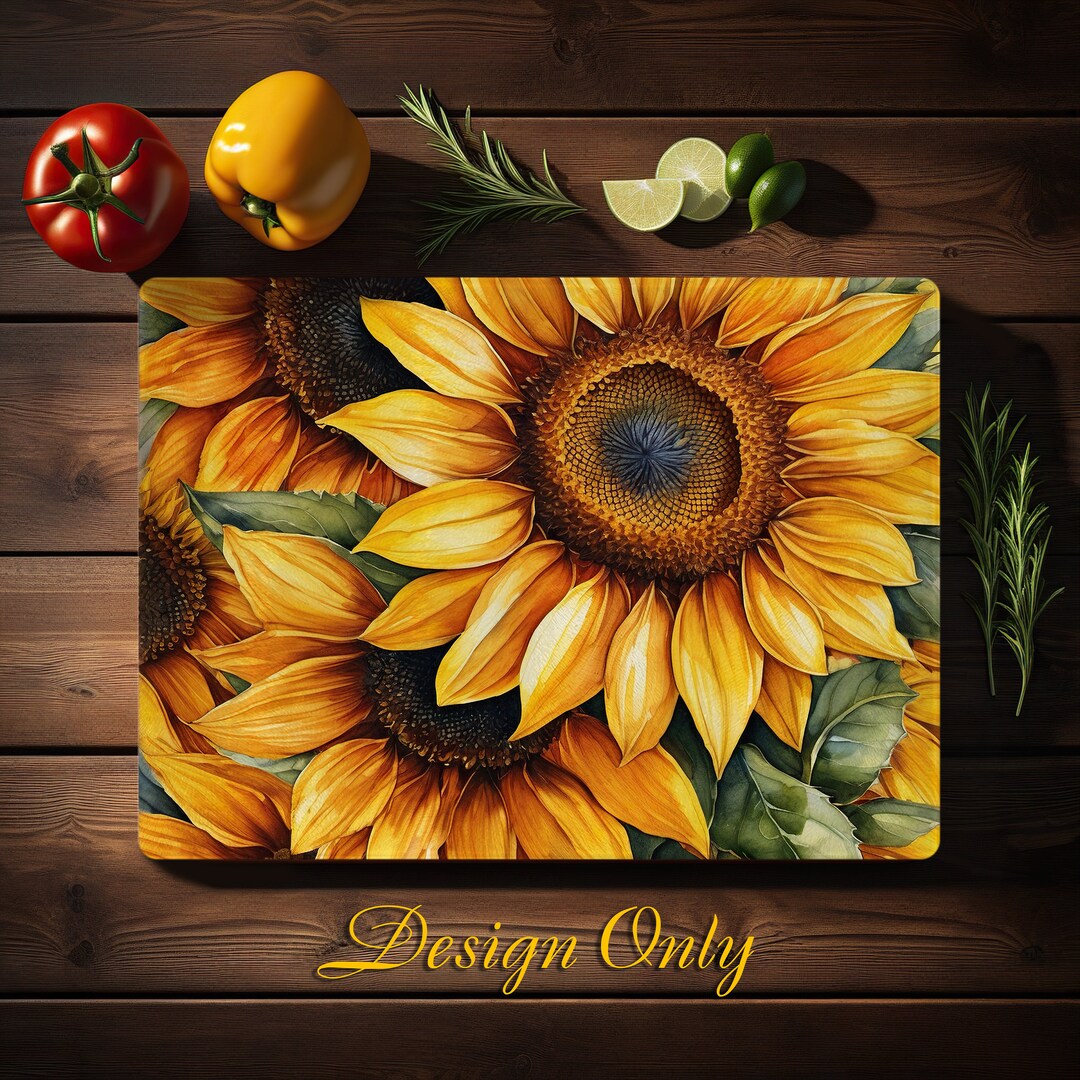 Watercolor Sunflower, 5 Bundle, Cutting Board, Sunflower Design ...