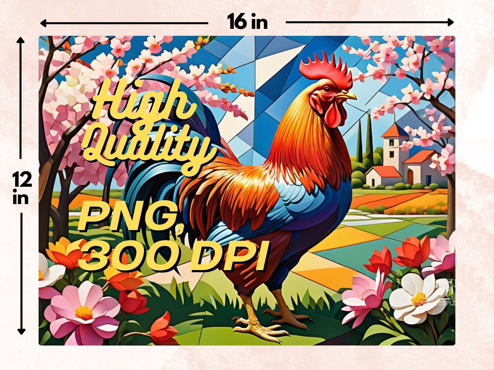 Rooster Cubism, Chicken Png, Farmhouse Decor, Glass Cutting Board ...