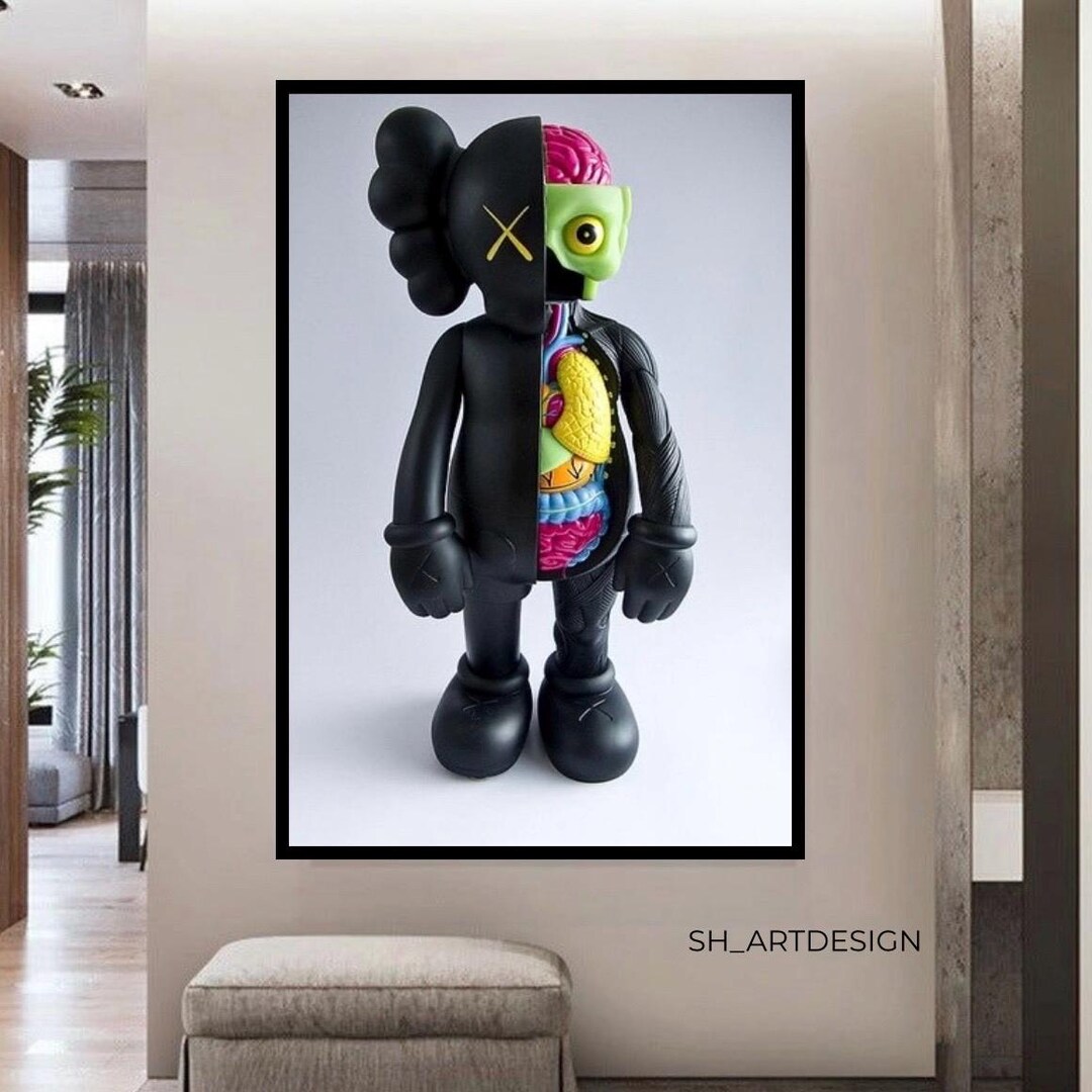 Kaws Art Figure on Premium Canvas Painting: Hypebeast Wall Art Decor - Etsy