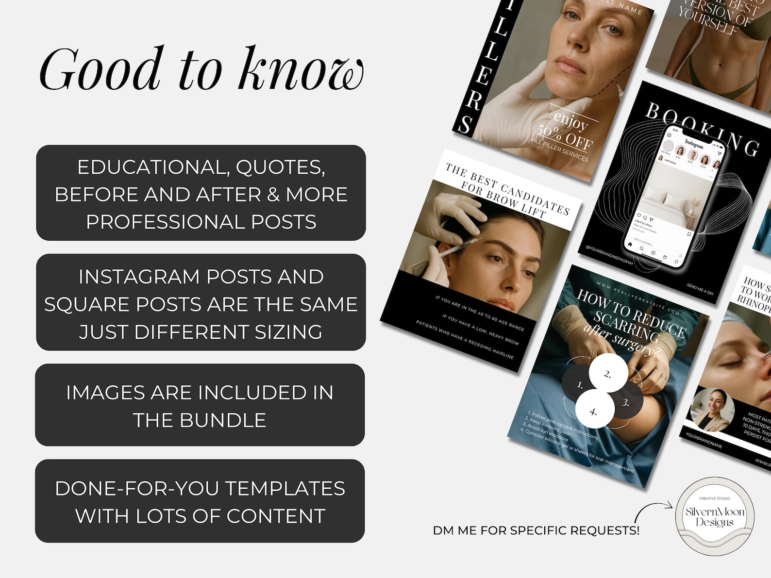 Plastic Surgery Instagram Templates: Black & White Posts, Stories ...