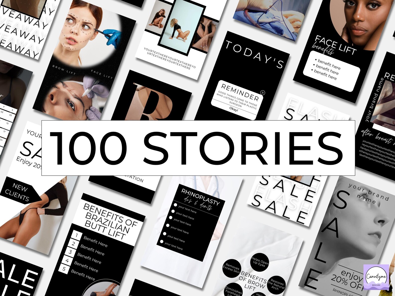 Plastic Surgery Instagram Templates: Black & White Posts, Stories ...