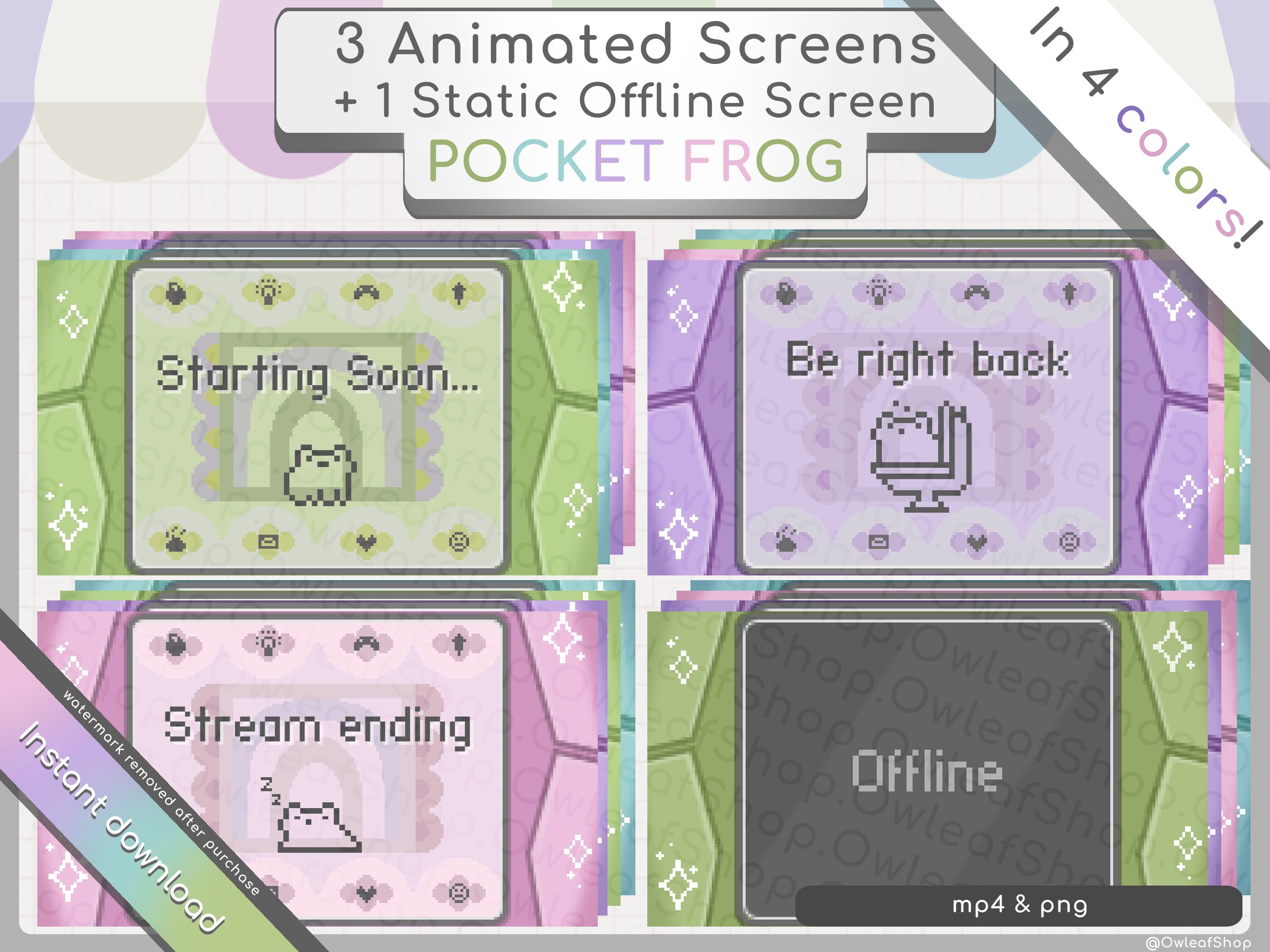 Animated Screens for Twitch, Start, Brb, End, Offline, POCKET FROG | in ...