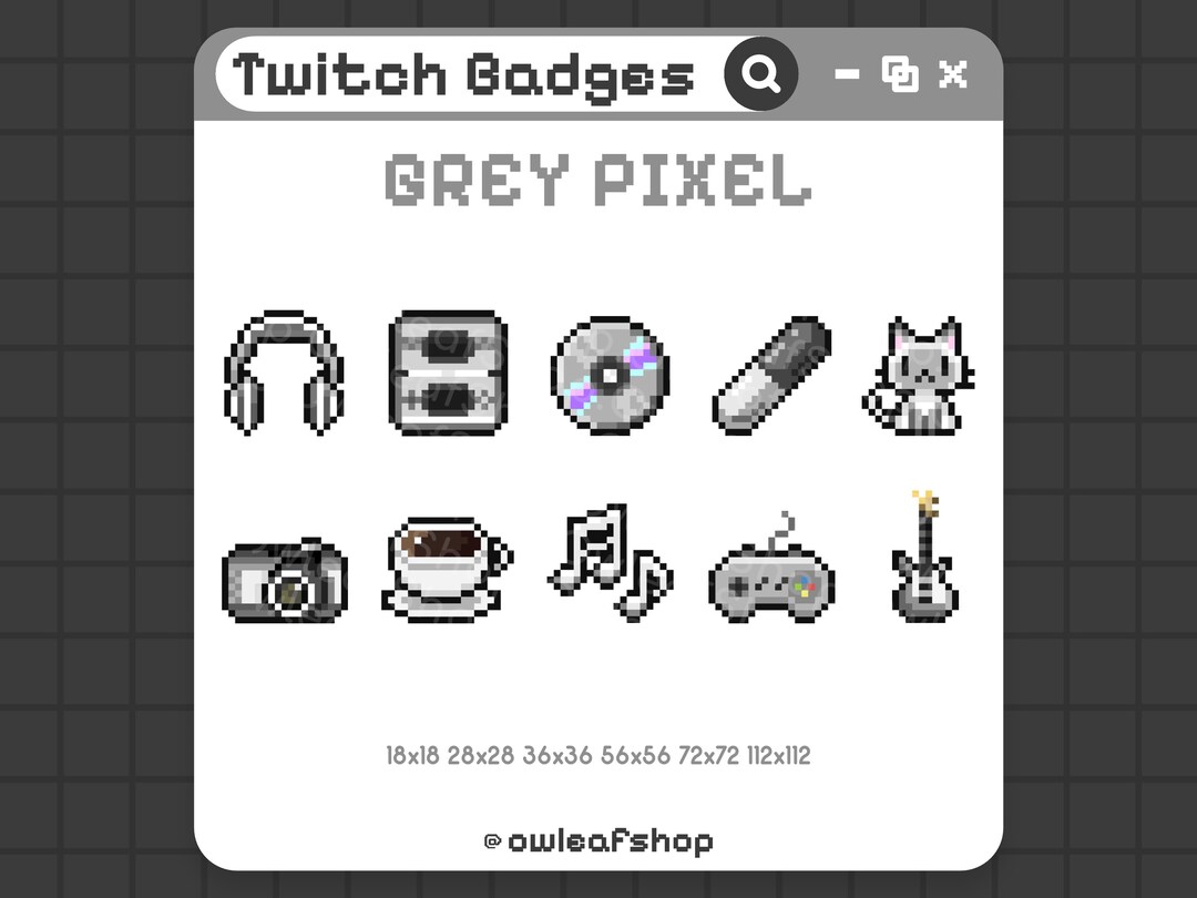 Sub / Bit Badges for Twitch, GRAY PIXEL | Aesthetic - Y2k - Vaporwave ...
