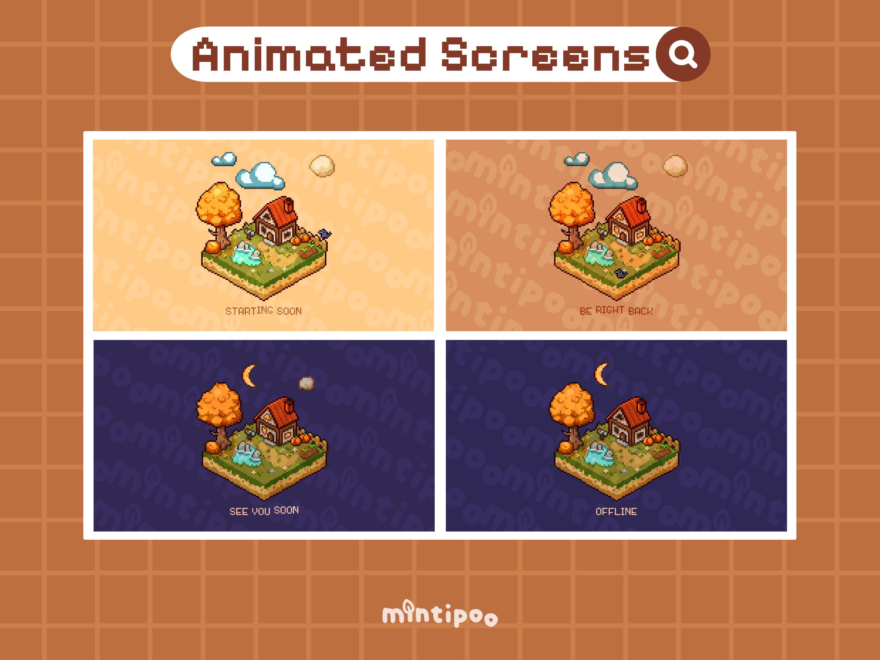 Fall Animated Pixel Art Stream Overlays Twitch Package COZY Theme - Etsy