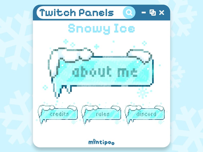 Snowy Ice 35 Pre-made Panels in Pixel Art for Twitch Winter - Etsy