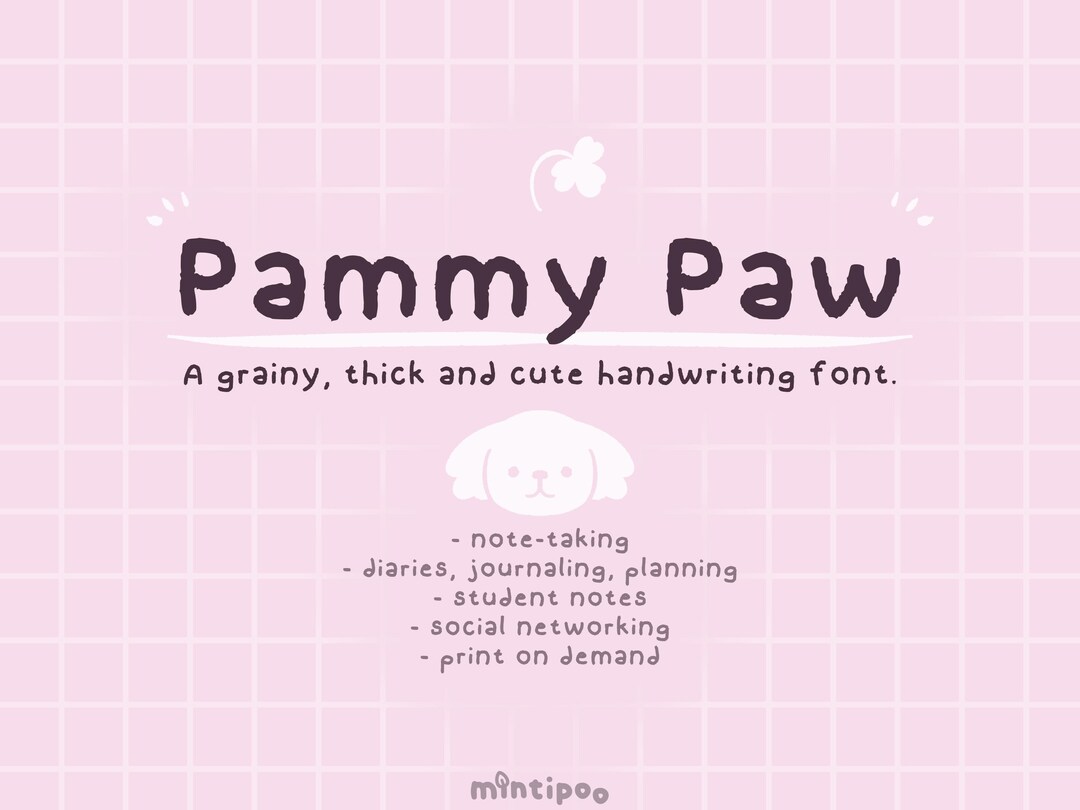 Pammy Paw Font, Thick Grainy Handwriting (digital Download) - Etsy