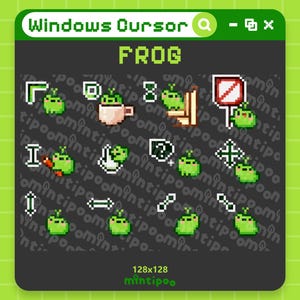 12 Animated Mouse Cursor, Pack, WINDOWS, Cute Little FROG | Kawaii ...